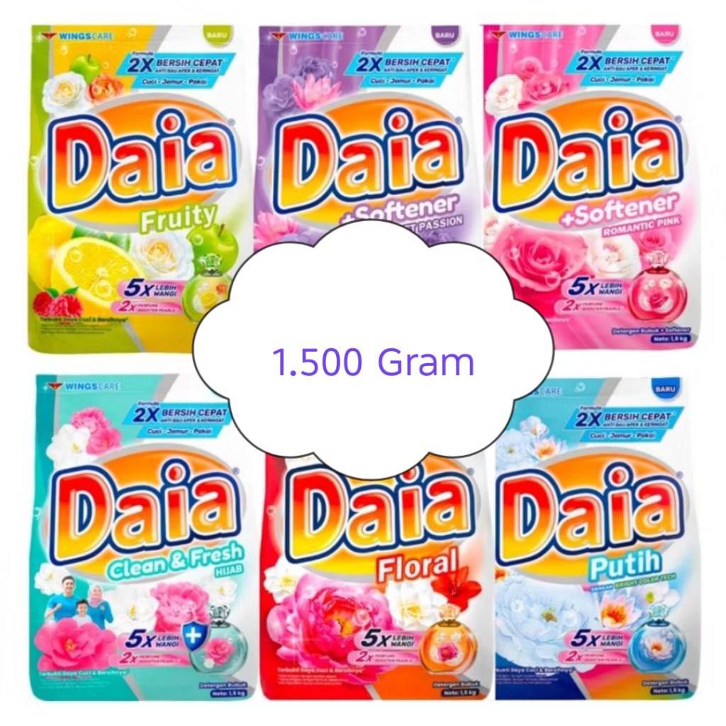 Jual DAIA Detergent Sabun Cuci Baju 1.500 Gram | Shopee Indonesia