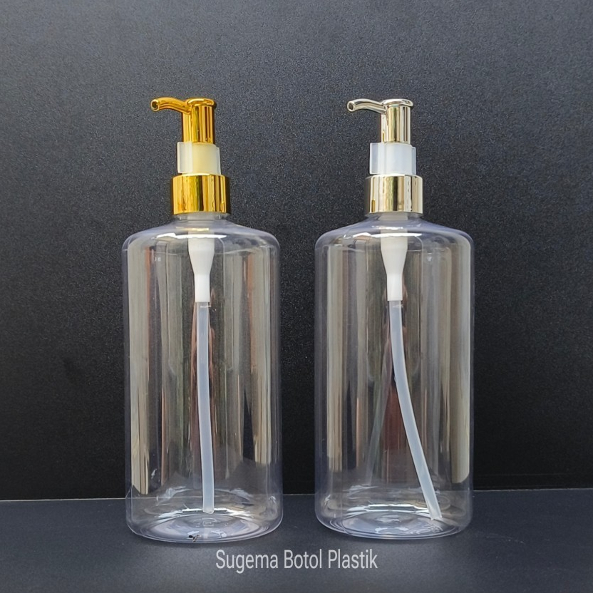 Jual Botol Pump 500ml Bening Pet Pump Clip Oil Luxury Gold Dan Silver / Botol Pump 500ml ...
