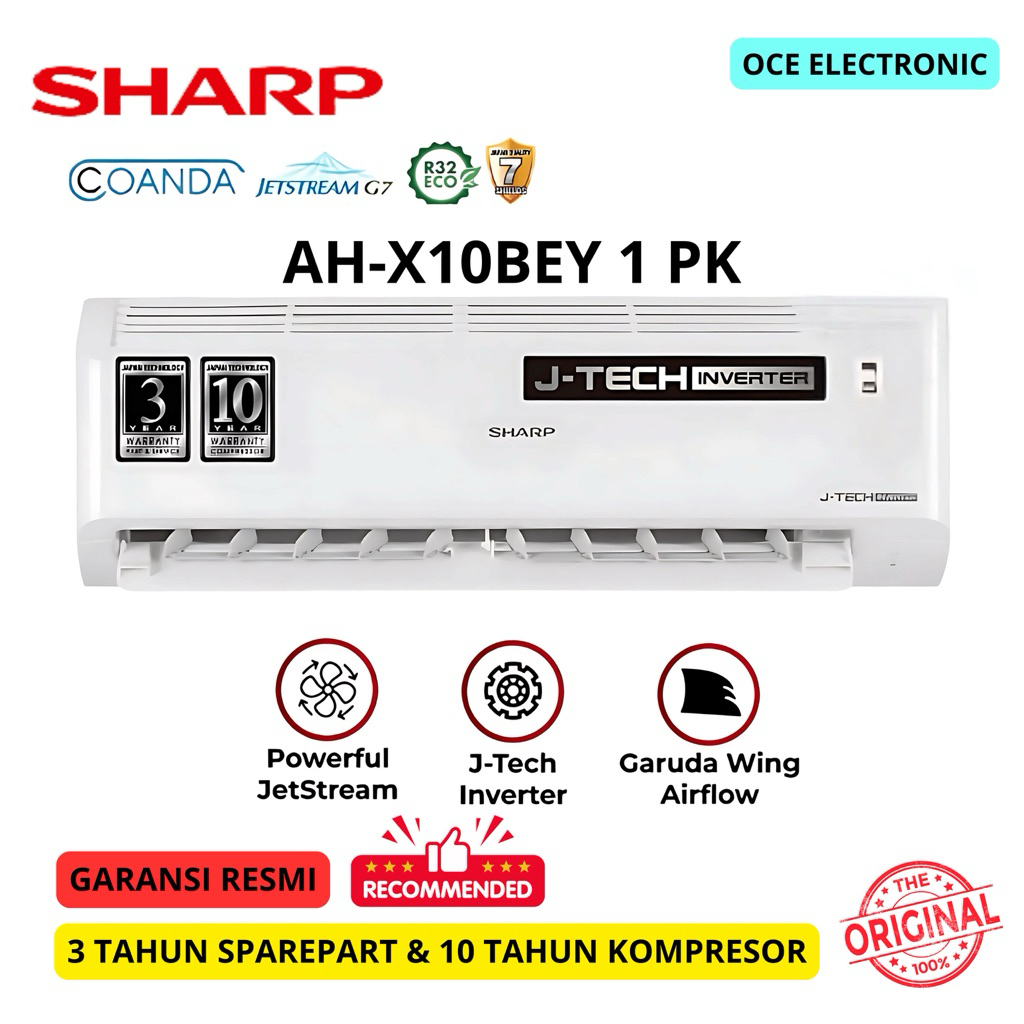 Jual AC SHARP AH-X10BEY 1PK J-TECH INVERTER FREON R32 [GARANSI RESMI ...