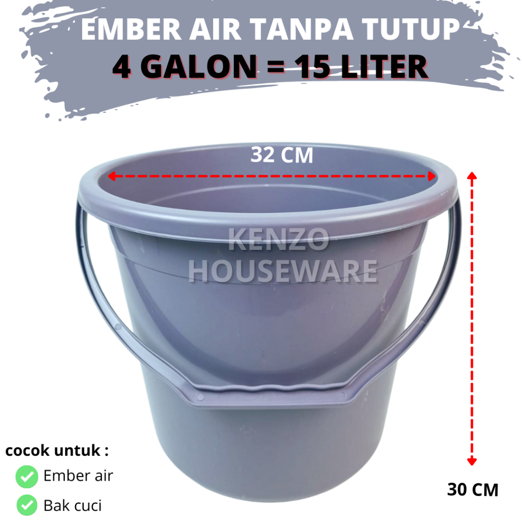 Jual Ember Air 4 Galon 15 Liter Ember Cuci Baju ABU YUTAKA Ember Tanpa ...