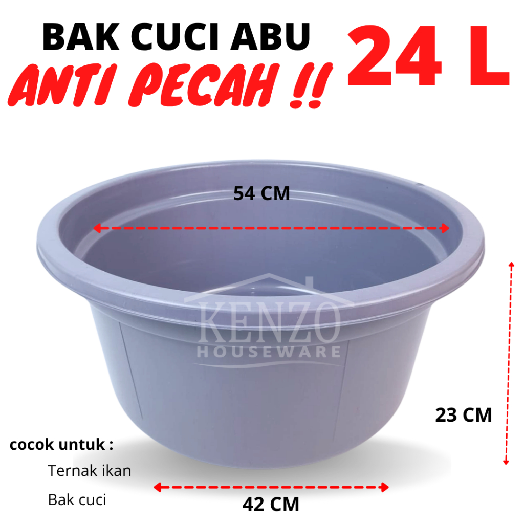 Jual Baskom Bak ABU 24 Liter Plastik Jumbo Ember Cuci Baju Besar ANTI ...
