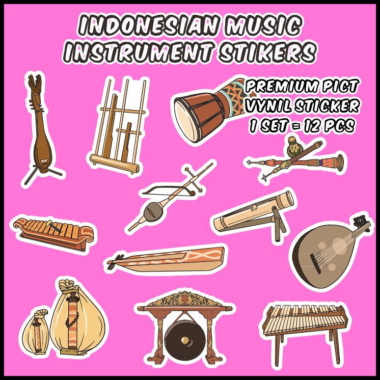 Jual [1 pack] Indonesian Traditional Music Instrument Stickers (Stiker ...