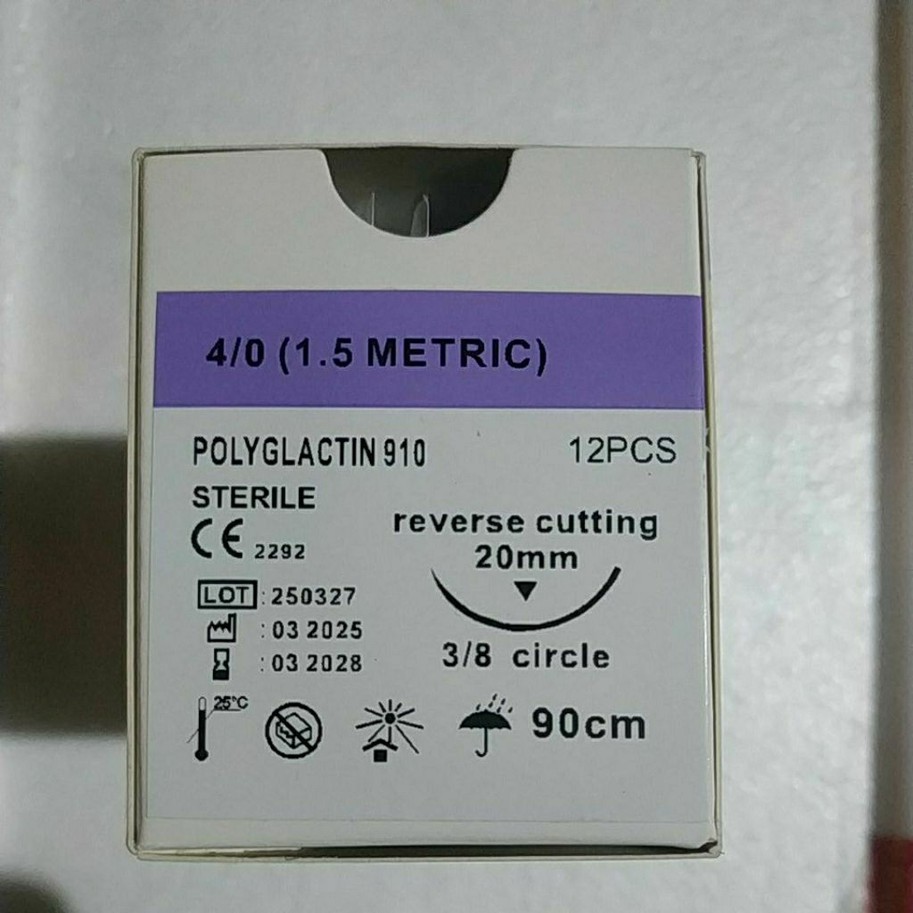 Jual Benang Jahit Surgical Sutures Polyglactin 910 4 0 Cutting jarum 20 mm | Shopee Indonesia