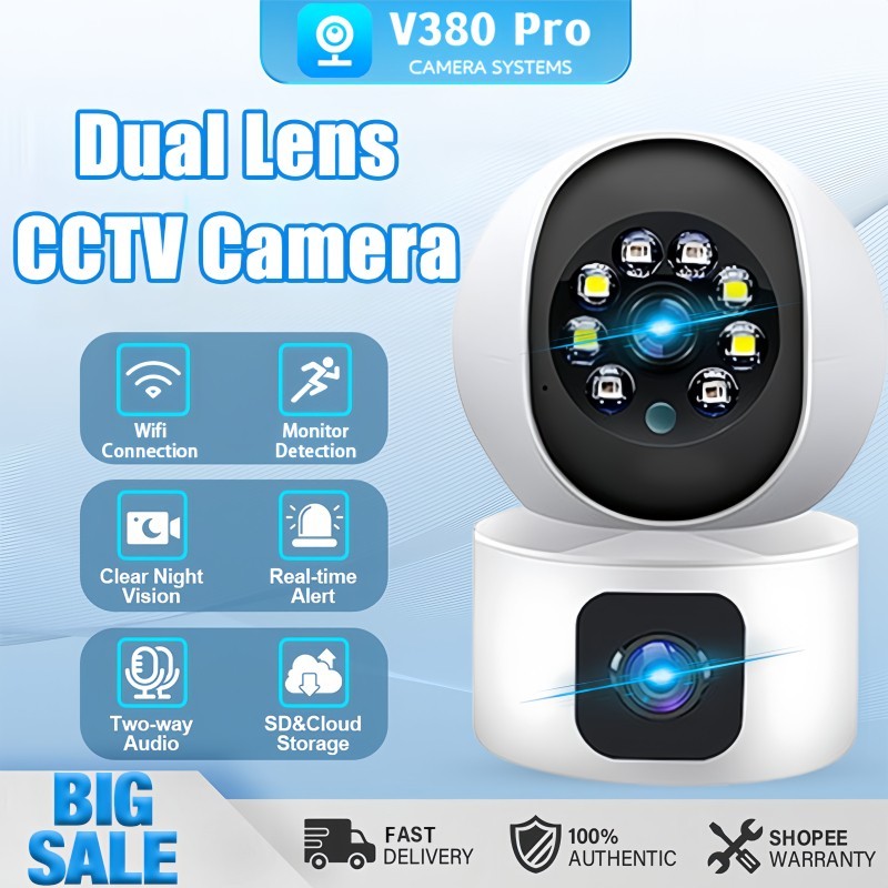Jual V380 Pro Dual Lens CCTV Full HD Wifi Jarak Jauh Two Way Audio PTZ View Smart Security ...