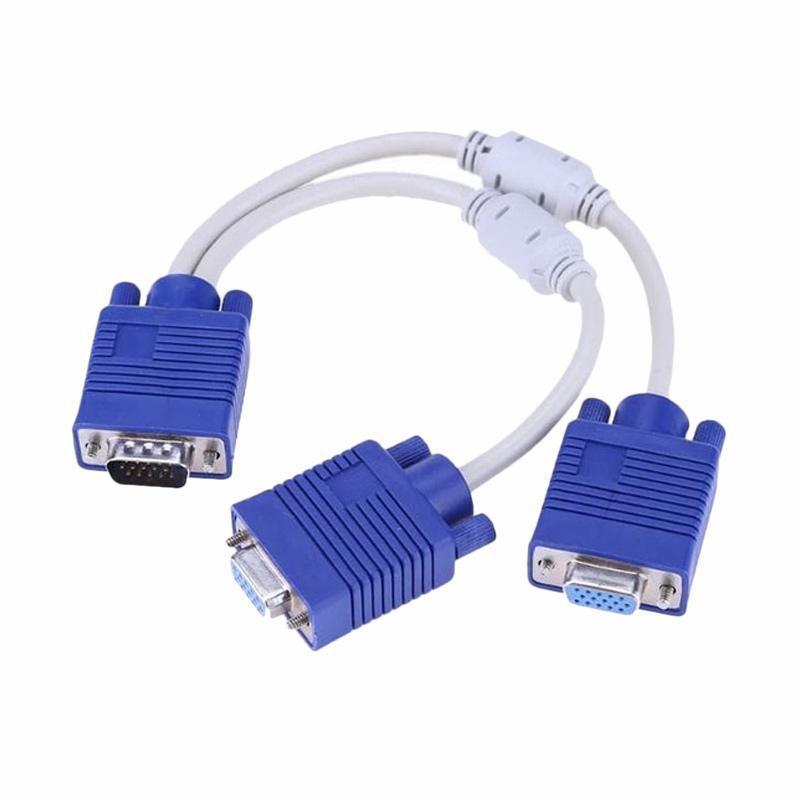 Jual Kabel VGA to 2 VGA / kabel vga Splitter cabang 1 male ke 2 female | Shopee Indonesia