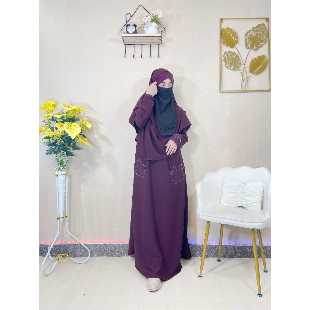 Jual fortaleza one set terbaru Abaya hodijah anti UV bahan premium set ...