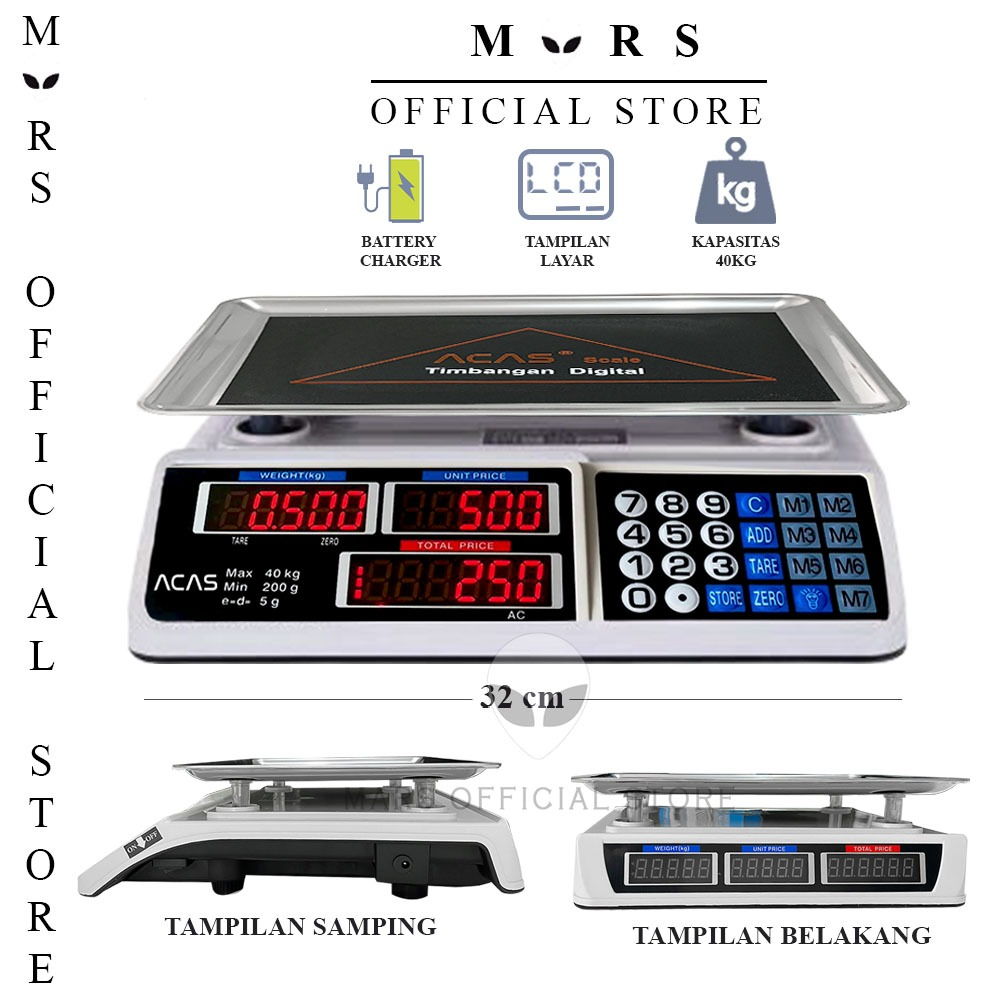 Jual Timbangan Duduk Digital Alas Hitam 40Kg / 200Gr Timbangan Digital ...