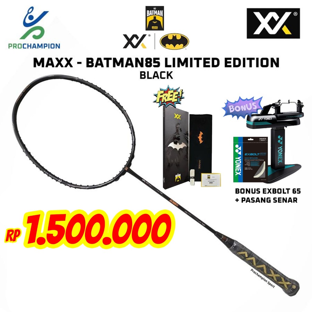 Jual Raket Badminton MAXX BATMAN85 / Maxx Batman 85 Limited Edition ...