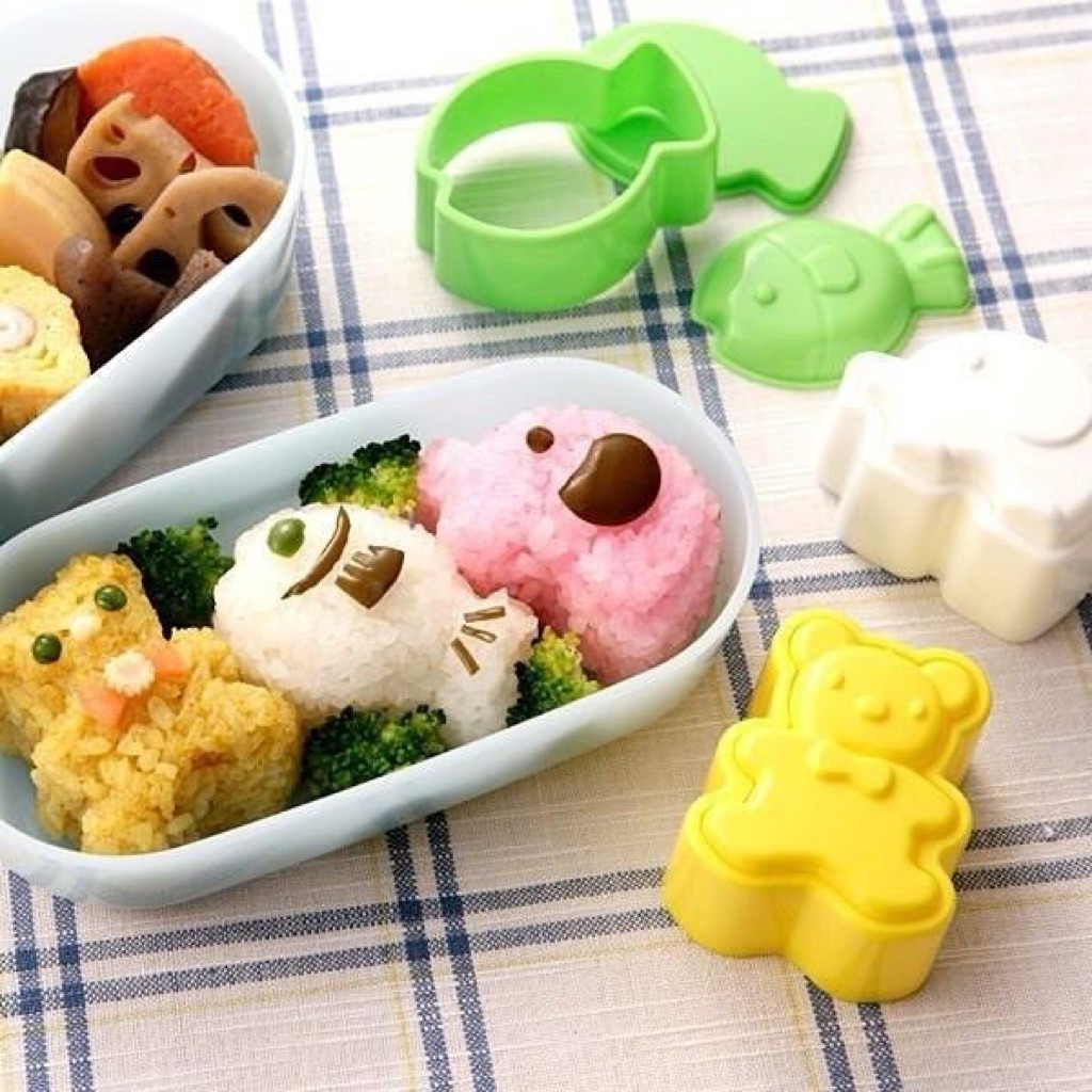 Jual Cetakan bento nasi 3 in 1 beruang ikan gajah / Cetakan Nasi Bento ...