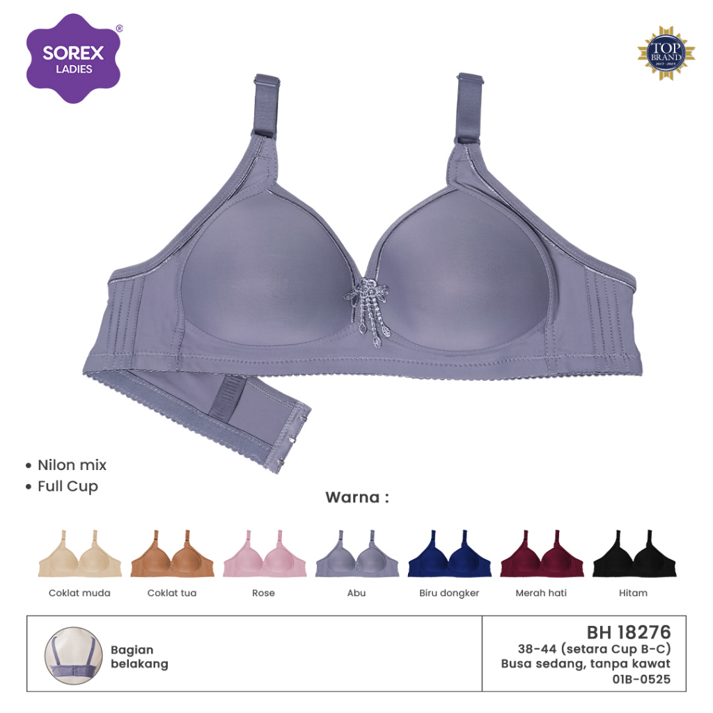 Jual Sorex Bra Tanpa Kawat Cup B-C Kait 3 Busa Sedang Full Cup BH 18276 | Shopee Indonesia