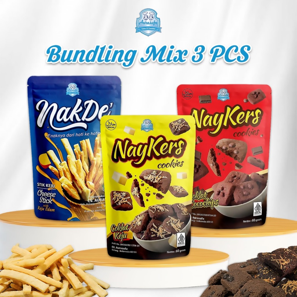 Jual Paket Bundling 3PCS Nakde Cheese Stik NayKers Cookies / cemilan ...