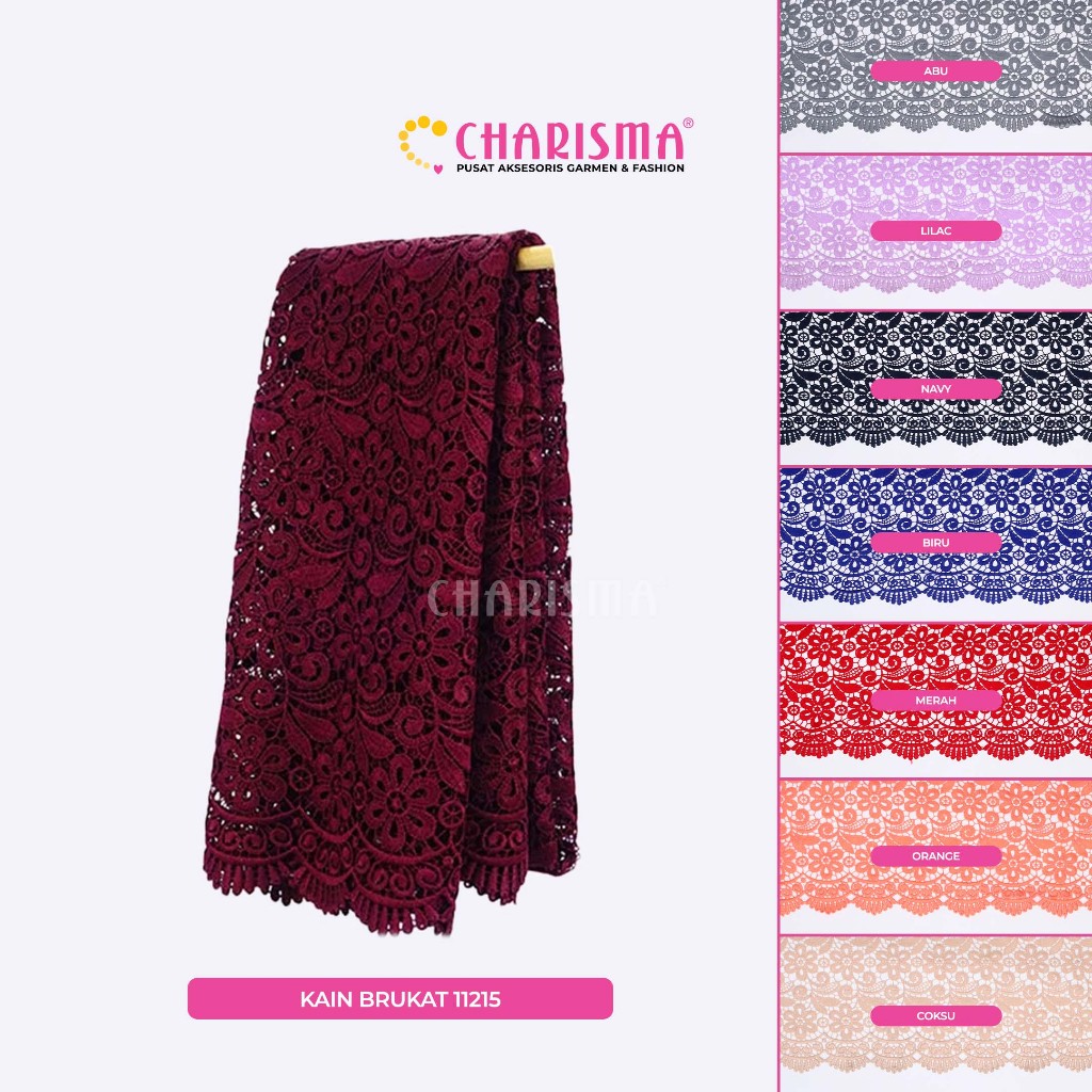 Jual Charisma Bahan Kain Brukat Bunga Premium - Kain Brukat Maroon ...