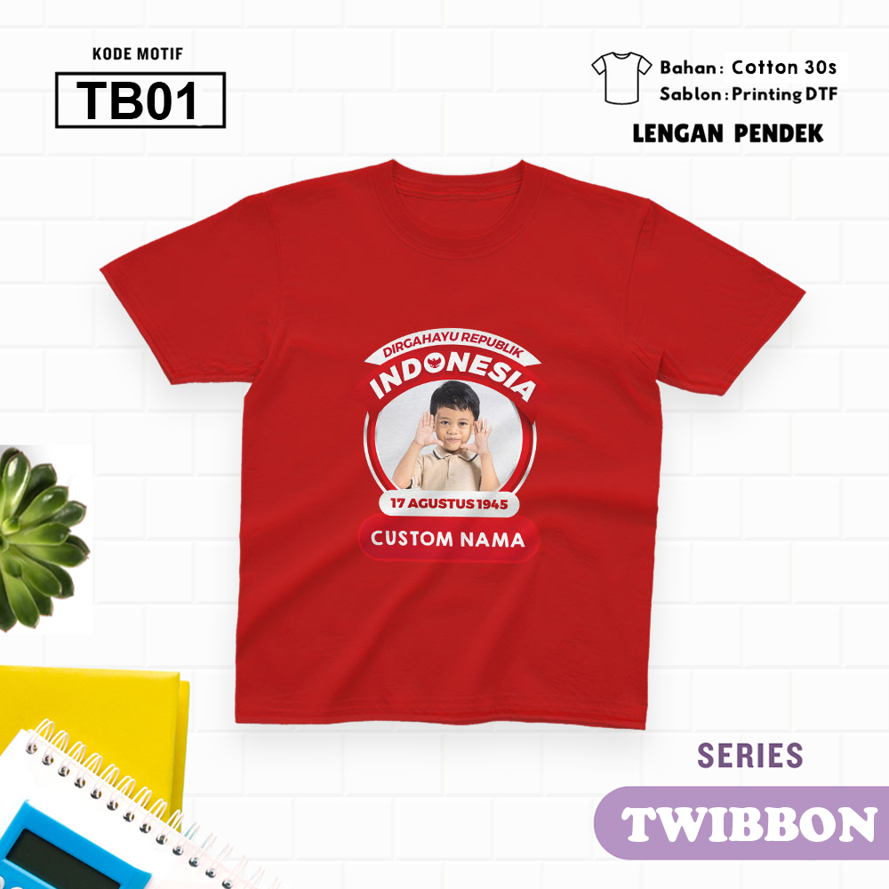 Jual Kremokids - Kaos Anak Agustusan TWIBBON Anti Pudar Smart Print Sablon 1-8 tahun (FREE ...
