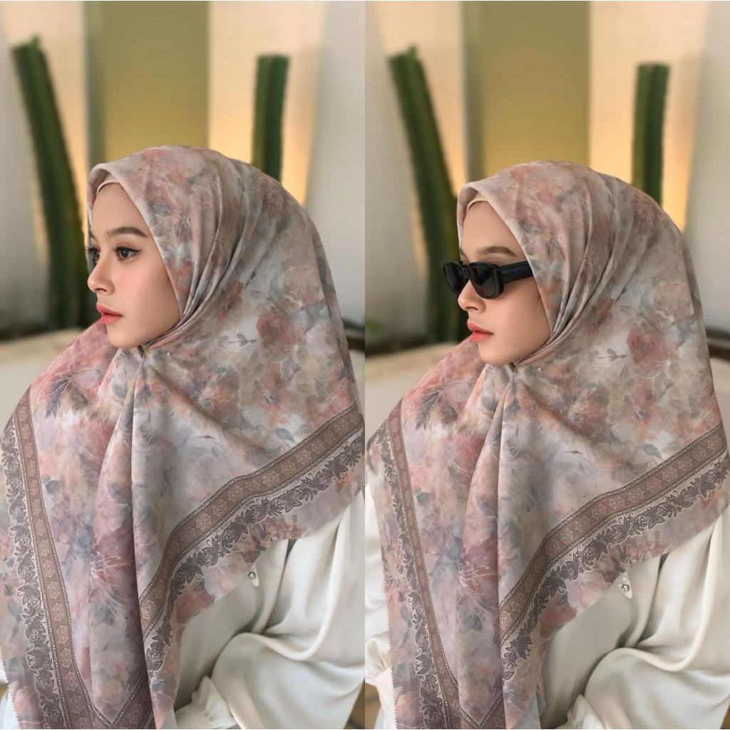 Jual Hijab Segi Empat Motif Terbaru Segiempat Denay Lascut Voal premium | Shopee Indonesia