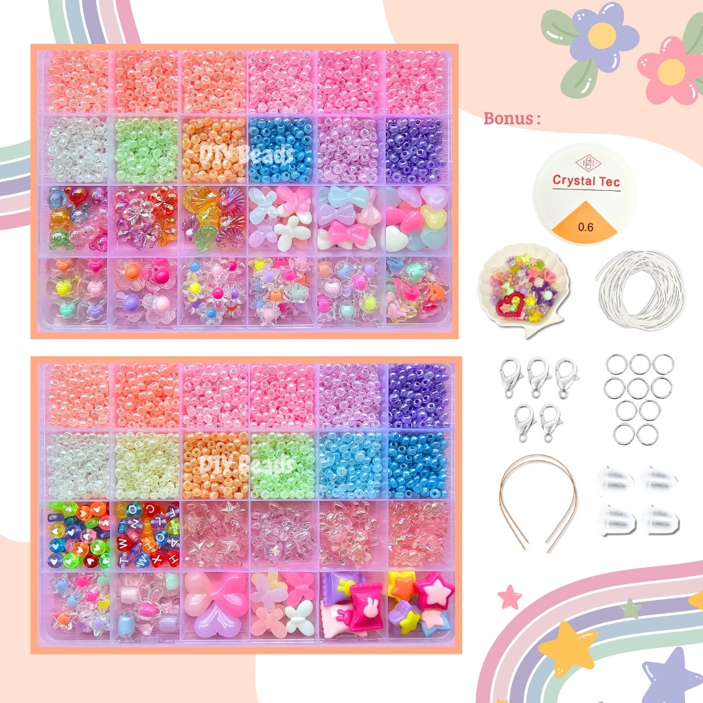 Jual DIY Beads - Set Manik Manik Lengkap dan Tali - Gelang Manik Manik ...