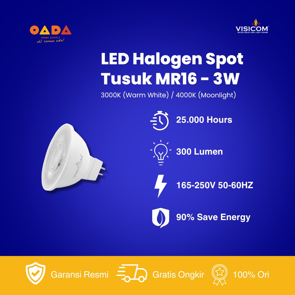 Jual VISICOM Lampu Sorot LED MR16 Fitting Tusuk Halogen Spot Light 3W | Shopee Indonesia
