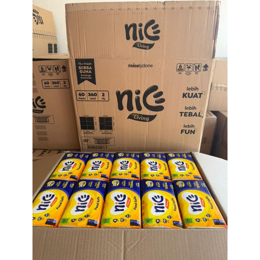 Jual [1 KARTON] Nice Facial Tissue 180 sheet 2Ply Tissu isi 60 pcs ...