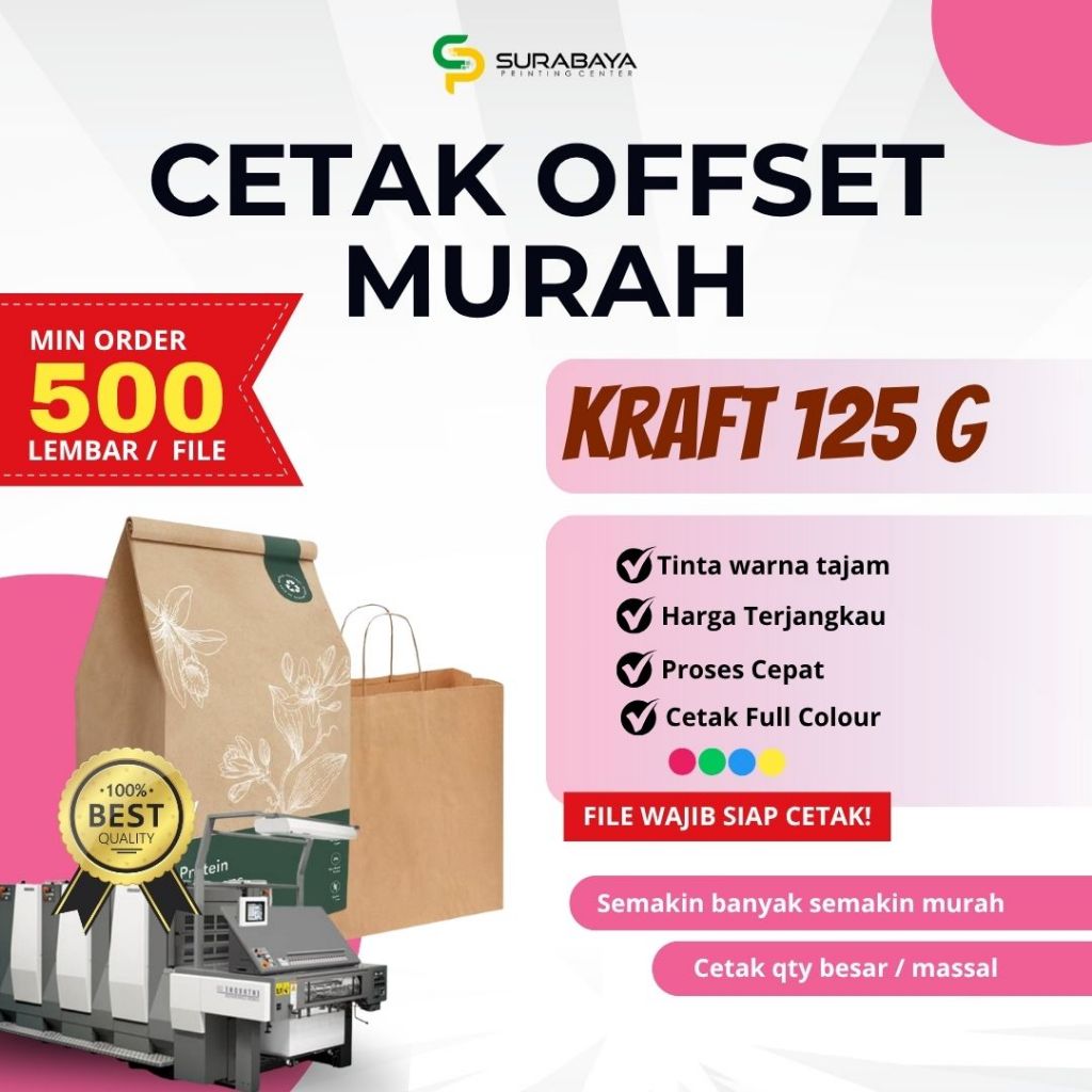 Jual CETAK OFFSET MURAH - KERTAS KRAFT 125G CETAK FULL COLOUR | Shopee ...