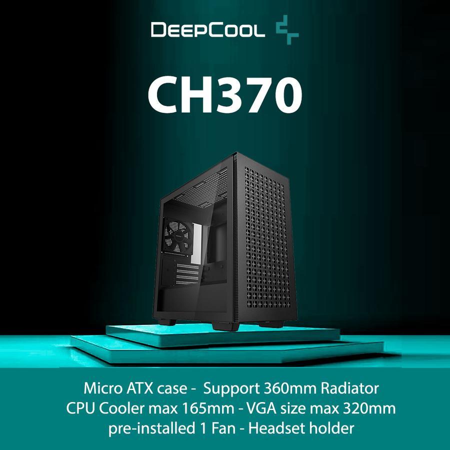 Jual DEEPCOOL CASE CH370 BLACK 1XFAN BLACK TEMP GLASS M-ATX TOWER/CASE ...