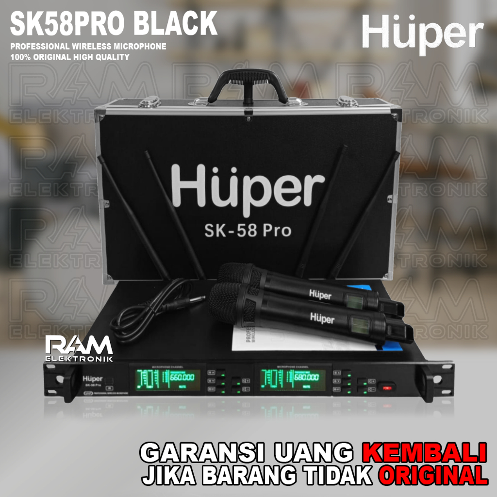 Jual Microphone Mic Wireless HUPER SK58PRO | SK 58PRO | SK 58 PRO Black ...
