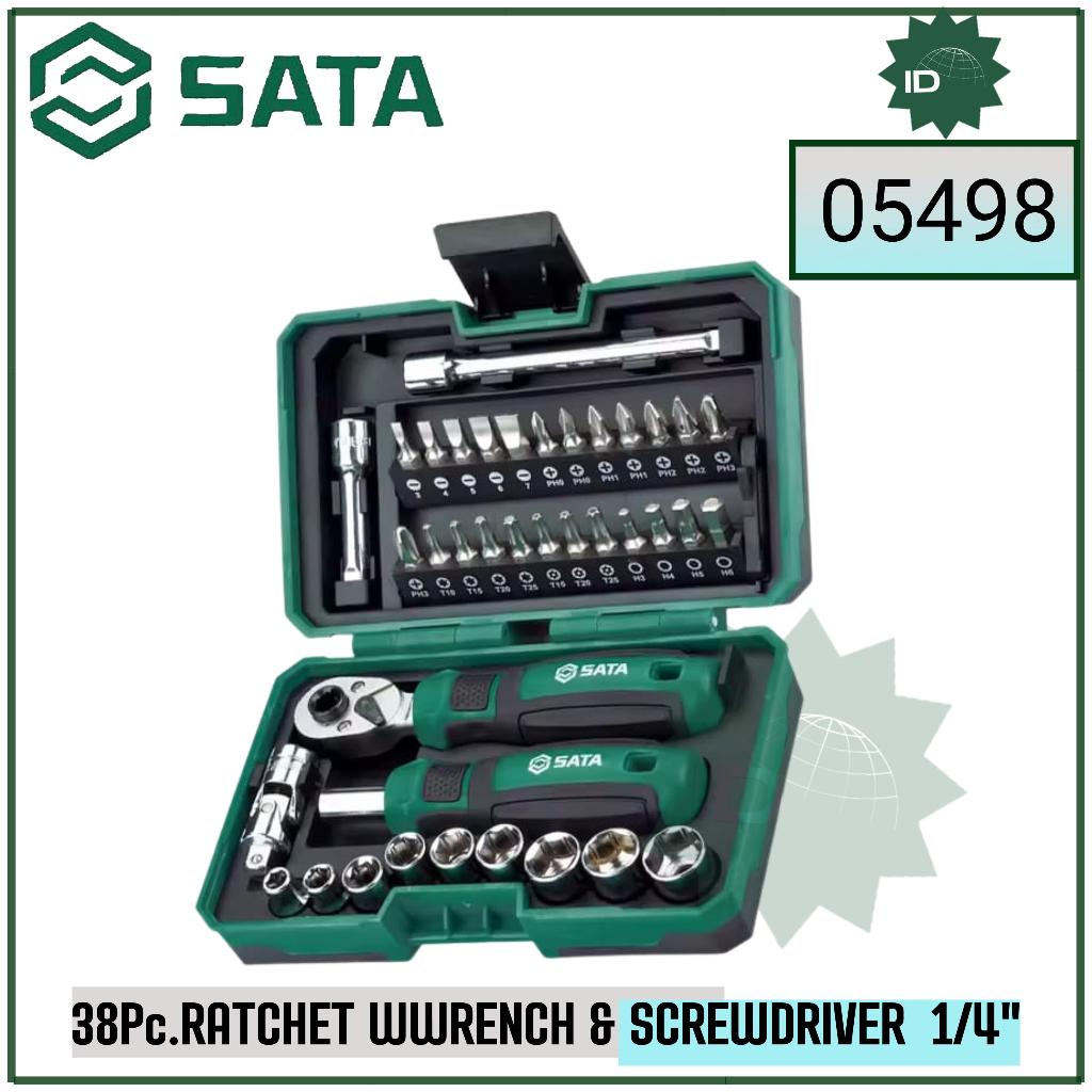 Jual SATA Kunci Ratchet Obeng Set 38 Pcs 1/4 Inch Drive 6.35mm - 05498 ...