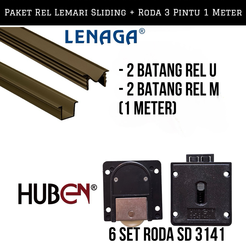 Jual (3 Pintu + 1 Meter) Rel Lemari Sliding Tanam 3 Pintu 1 Meter Rel Las 02 U M Lenaga Lengkap ...