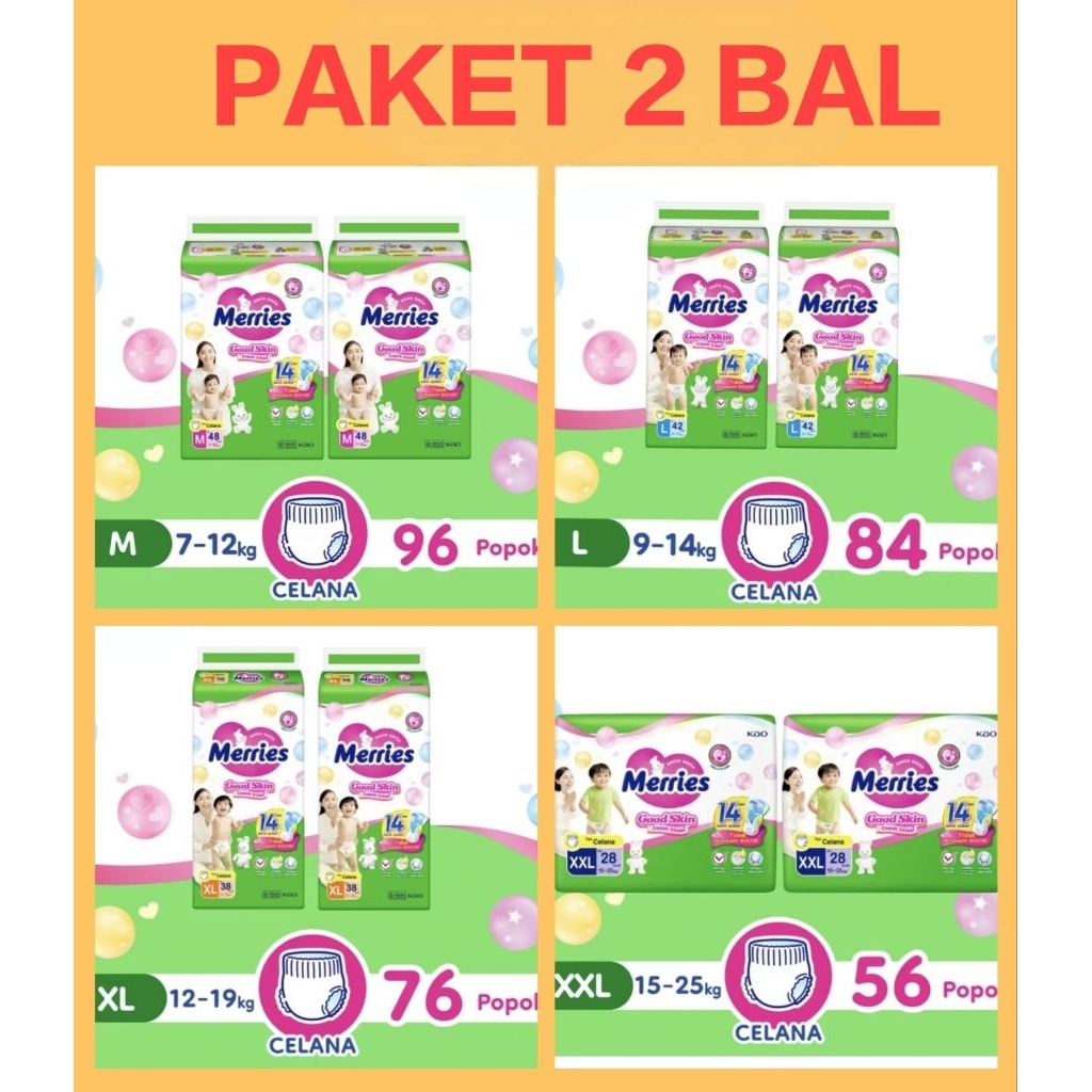 Jual Merries Good Skin Pants Popok M48 L42 XL38 XXL28 PAKET 2 BAL ...