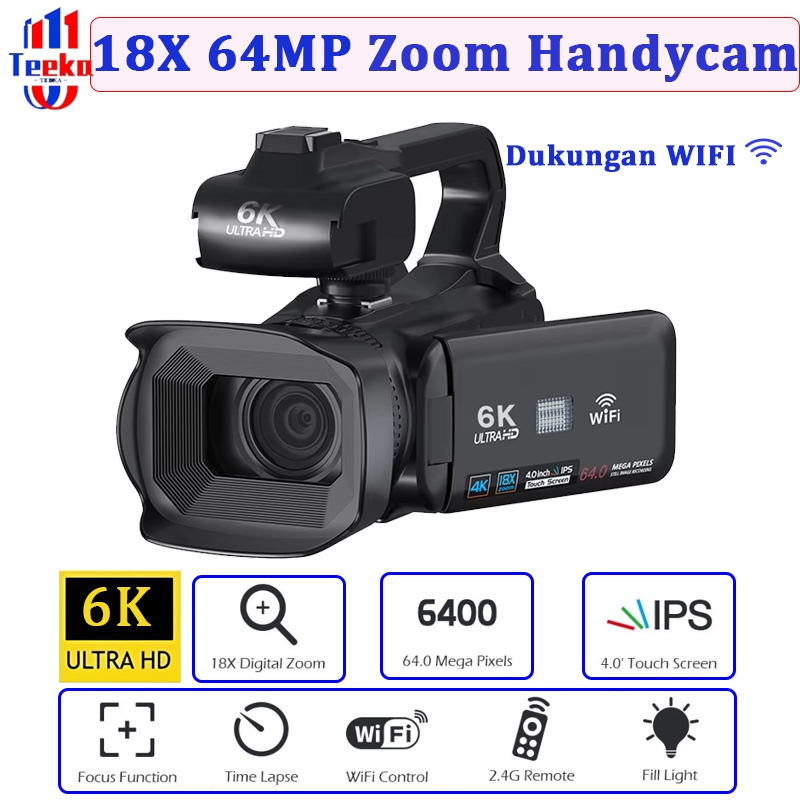 Jual TEEKA [RX200] 64MP 18X Zoom Handycam 6K/60FPS HD Video Camcorder ...