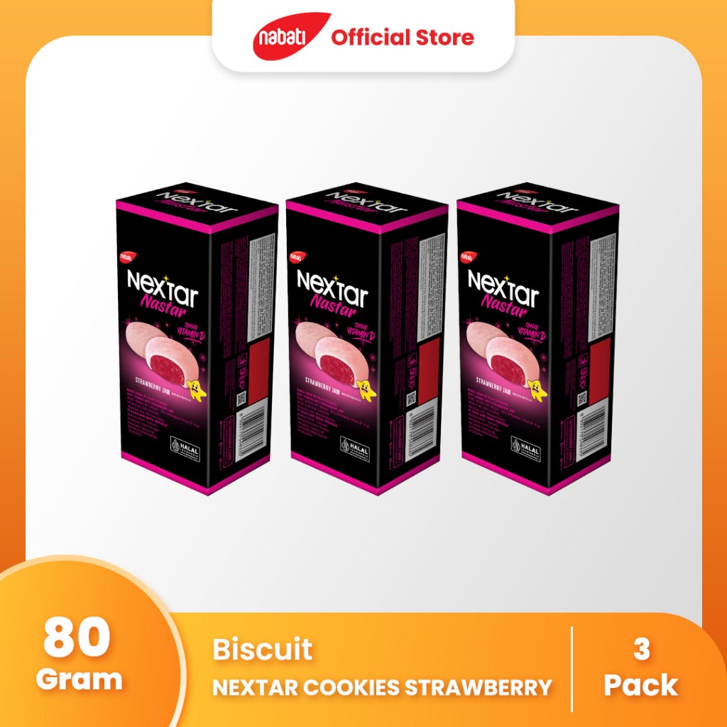 Jual [Bundle Pack Isi 3] Nextar Cookies Strawberry 80g | Shopee Indonesia