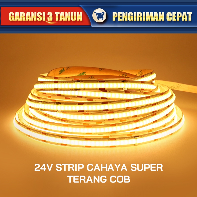 Jual LED Strip COB 24V 5M [1600 LED] Putih & Warm White - Super Terang ...