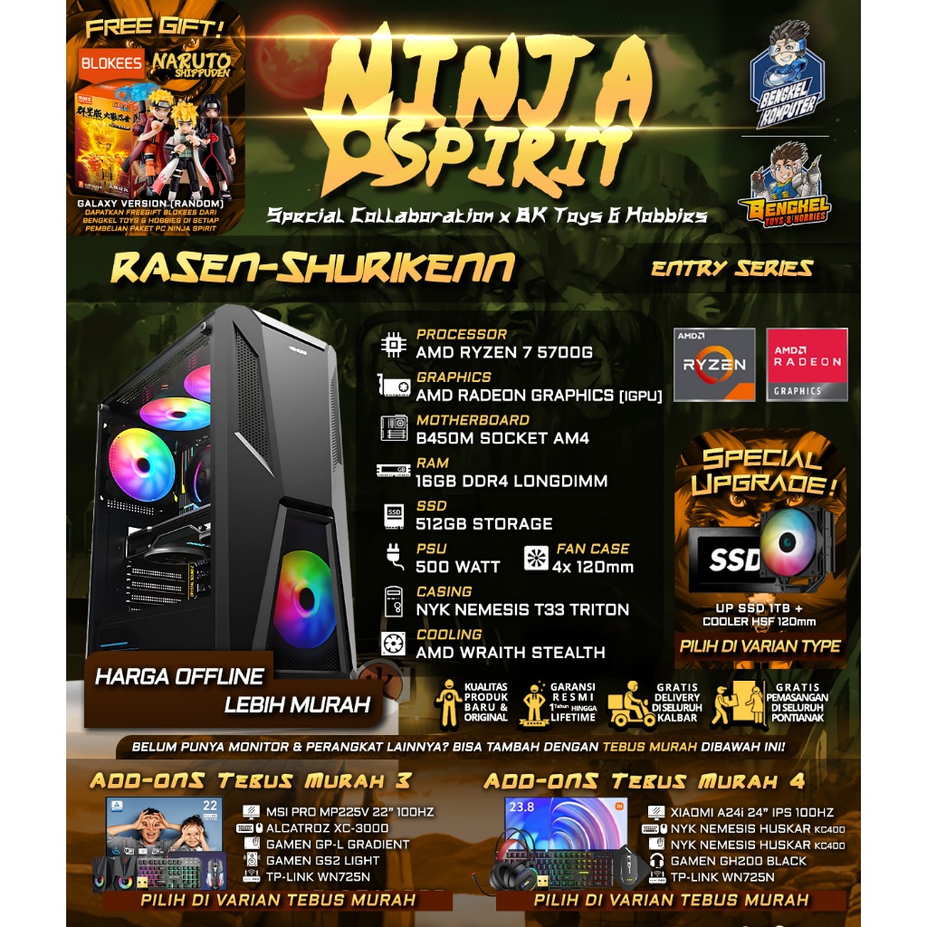 Jual NINJA SPIRIT PC ~ RASEN-SHURIKENN | RYZEN 7 5700G - RADEON ...