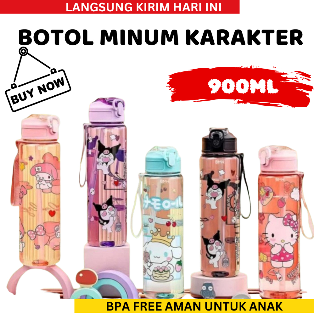 Jual SANRIO Botol Plus Sedotan Minum Anak Lucu 900ml BPA FREE | Shopee Indonesia