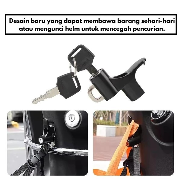Jual Helmet Lock Kunci Pengaman Helm Motor Anti Maling Universal Sepeda ...