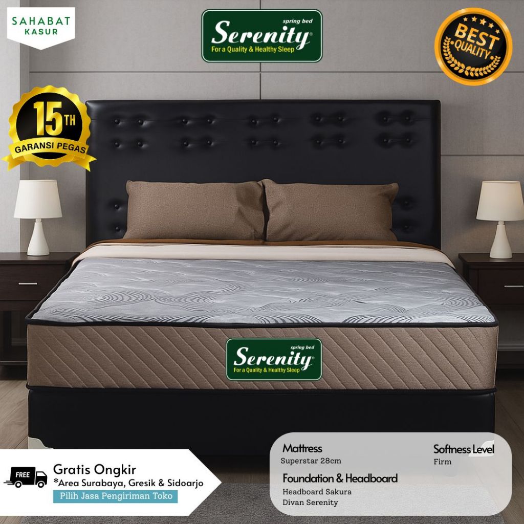 Jual FULL SET Kasur Springbed Serenity Elite SUPERSTAR | Kasur ...