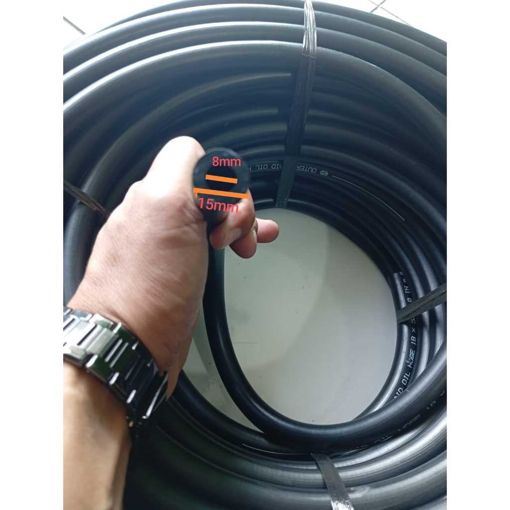 Jual Selang hose rajut dalam hitam ncr angin/oli/udara ID 8mm OD 15 mm ...