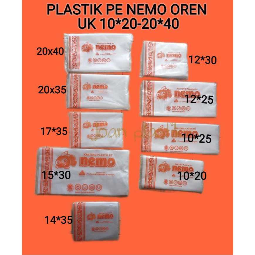 Jual Plastik PE Nemo Oren/plastik kiloaan Pe/plastik10x20 sampai 20x40 ...