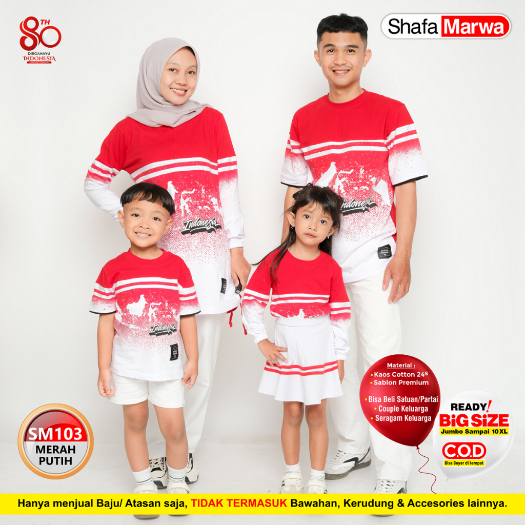 Jual Baju Merah Putih 17 Agustusan - Kaos Seragam Couple Edisi Kemerdekaan Agustus SM103 ...
