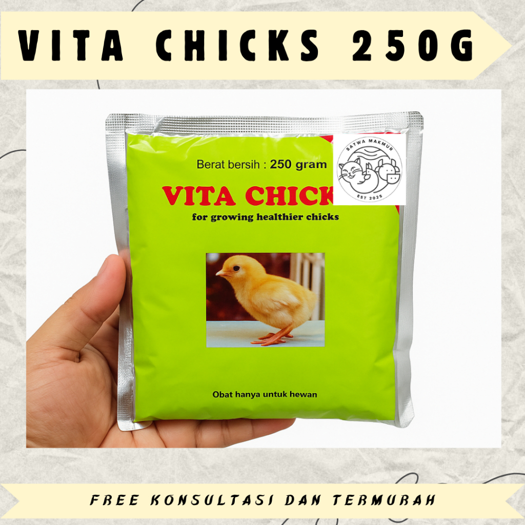 Jual VITA CHICKS 250 G - Vitamin Pertumbuhan Anak Ayam, Doc, Dod Unggas ...