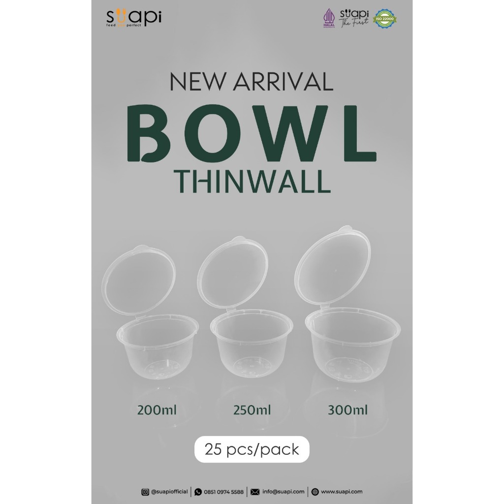 Jual Thinwall SUAPI Bowl Bulat Tutup Sambung isi 25 pcs / Plastik ...