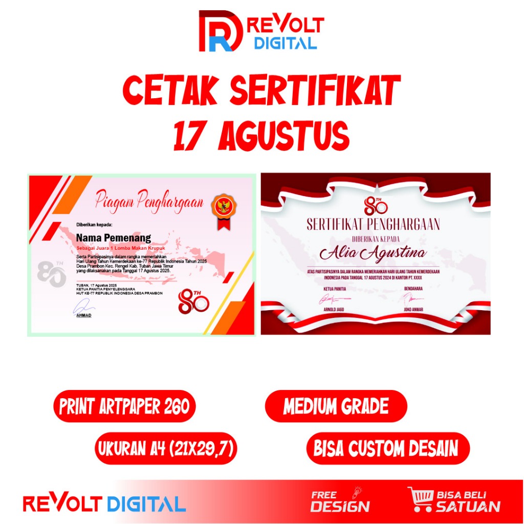 Jual Cetak Sertifikat/Piagam Penghargaan Lomba Kemerdekaan 17 Agustus ...