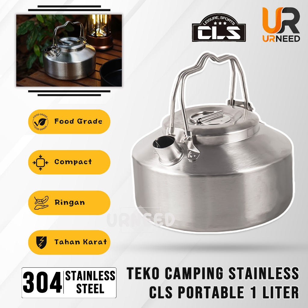 Jual Teko Camping 1 Liter Kettle Camping Teapot Stainless Steel 304 Two Handle CLS | Shopee ...