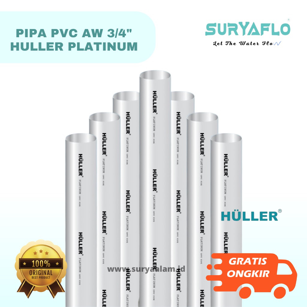Jual PIPA PVC AW 3/4" HULLER PLATINUM| STANDART | 4 METER | Shopee ...