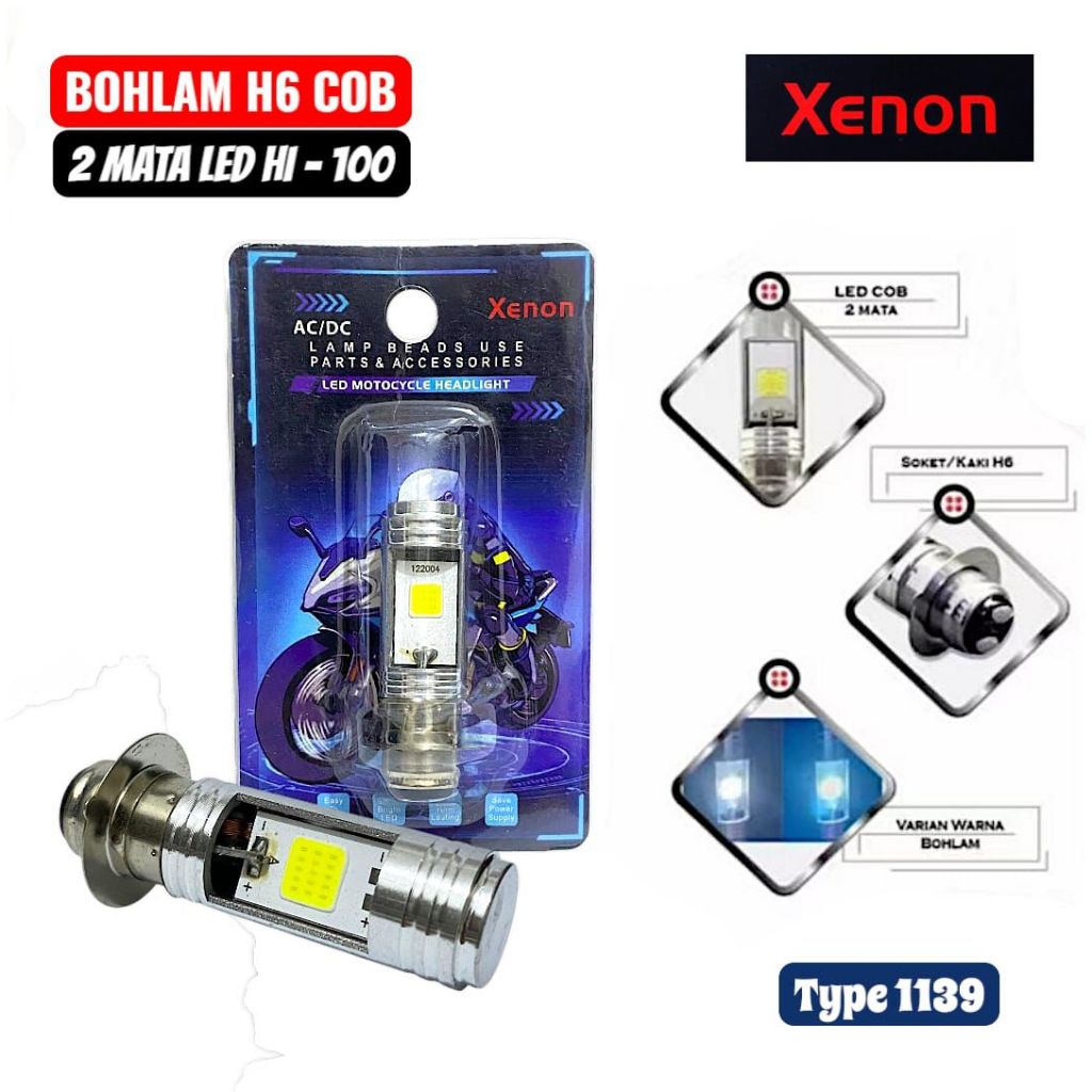 Jual Lampu Depan Led H6 Xenon Original Type 1139 Bohlam Lampu Depan Led Kaki 1 Lampu Motor ...