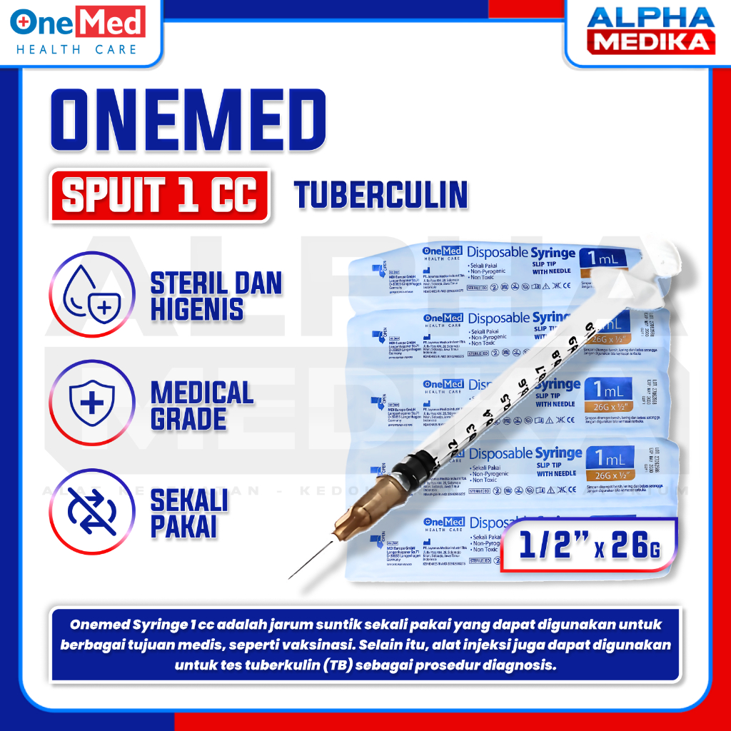 Jual ONEMED - Spuit 1cc Tuberculin Onemed PCS / Syringe 1cc Onemed ...