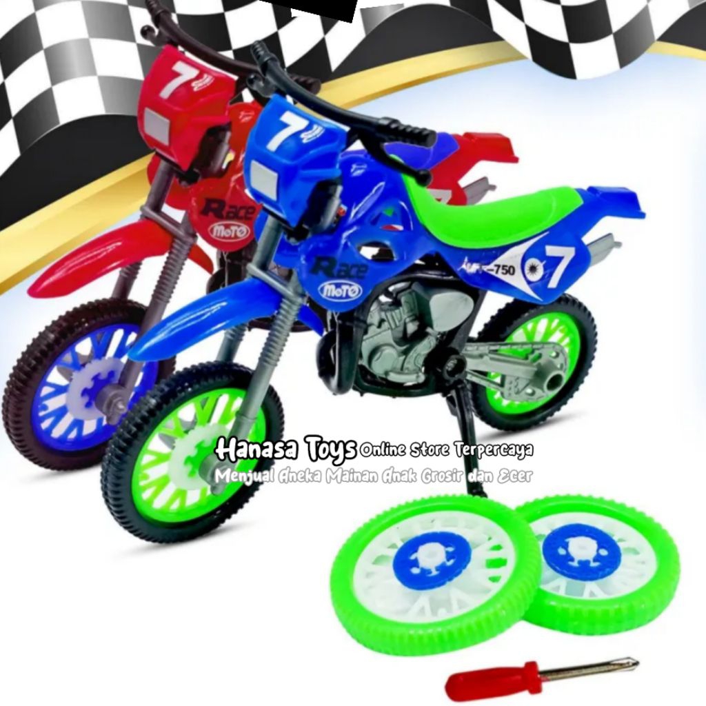 Jual Mainan Motor Cross Rider Atau Motor Trail Dengan Roda Cadangan ...