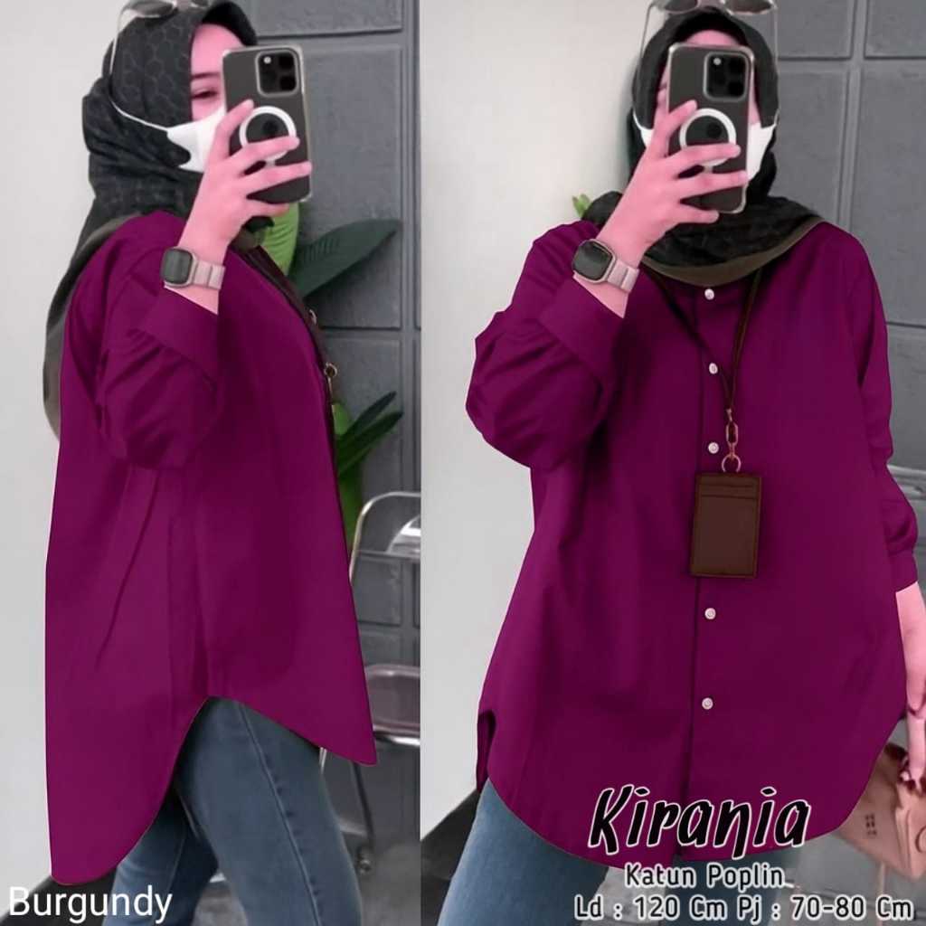Jual Kemeja Merah Putih Wanita Polos Oversize Ld 120 | Shopee Indonesia