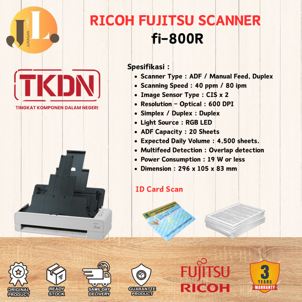 Jual Scanner TKDN Passport RICOH fi-800R Portable Scanner F4 with ADF ...
