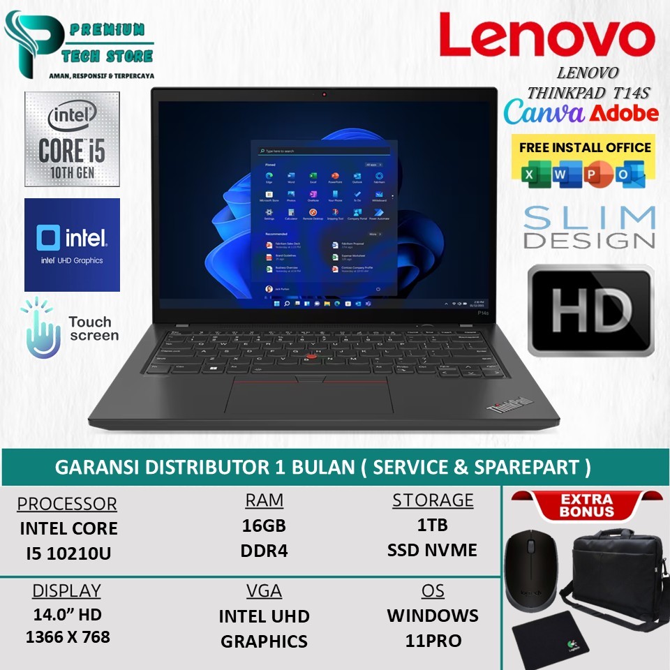 Jual Laptop Gaming Lenovo ThinkPad T14S INTEL CORE I5 10210U 16GB 1TB ...