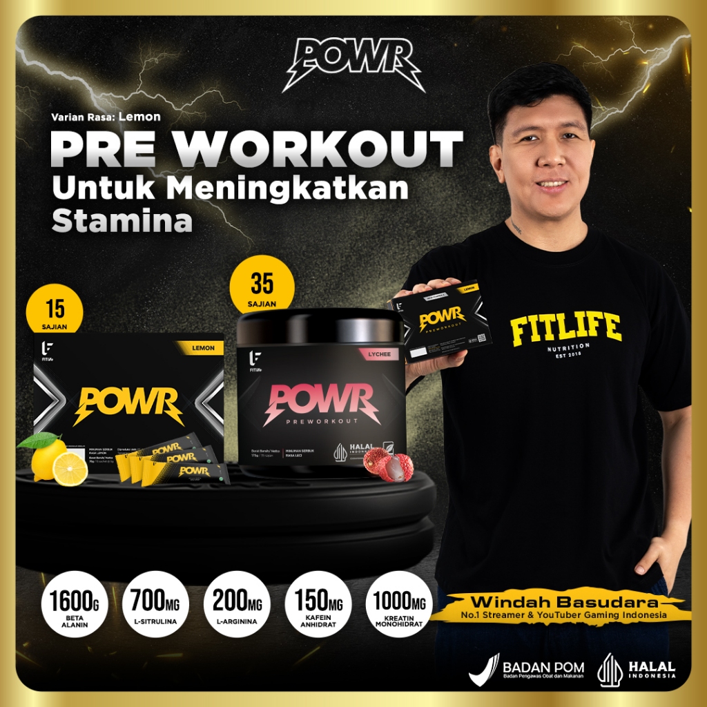 Jual FITlife POWR Pre Workout All Variant | BPOM & Halal | Shopee Indonesia