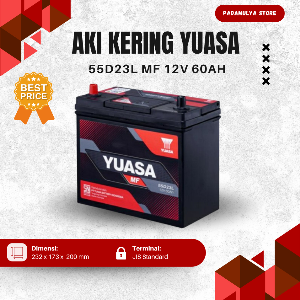 Jual Aki Kering Yuasa 55D23L MF 12V 60Ah Battery Inova Camry Alphard ...